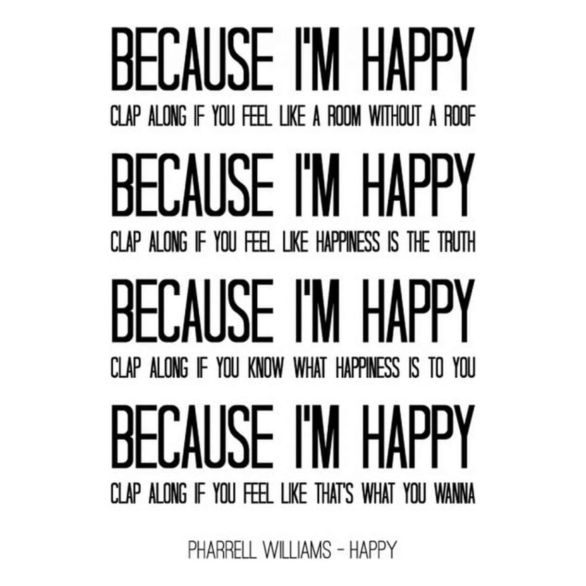 Decomural Pharrell Williams Happy Song Lyrics WS-34104 | Lider