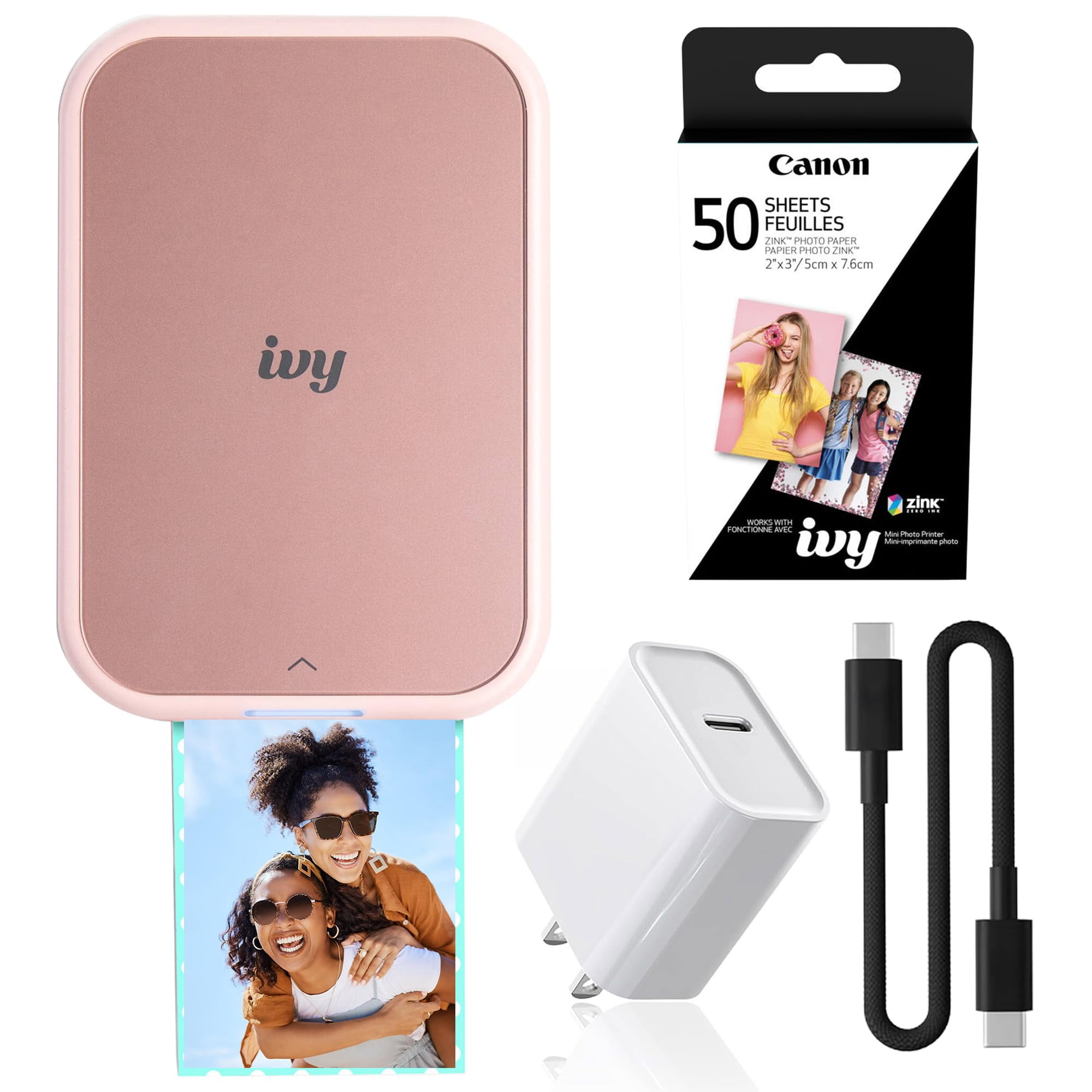 Impresora fotográfica Canon Ivy 2 Mini Rosa Blush con papel ZINK | Lider
