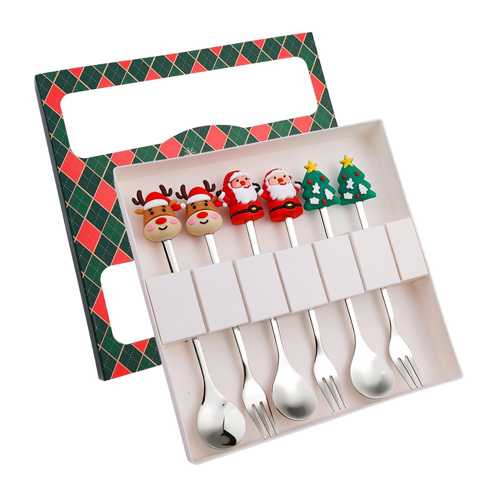 Juego De 6 Cucharas Y Tenedores Navideños Con Caja De Regalo Para ...