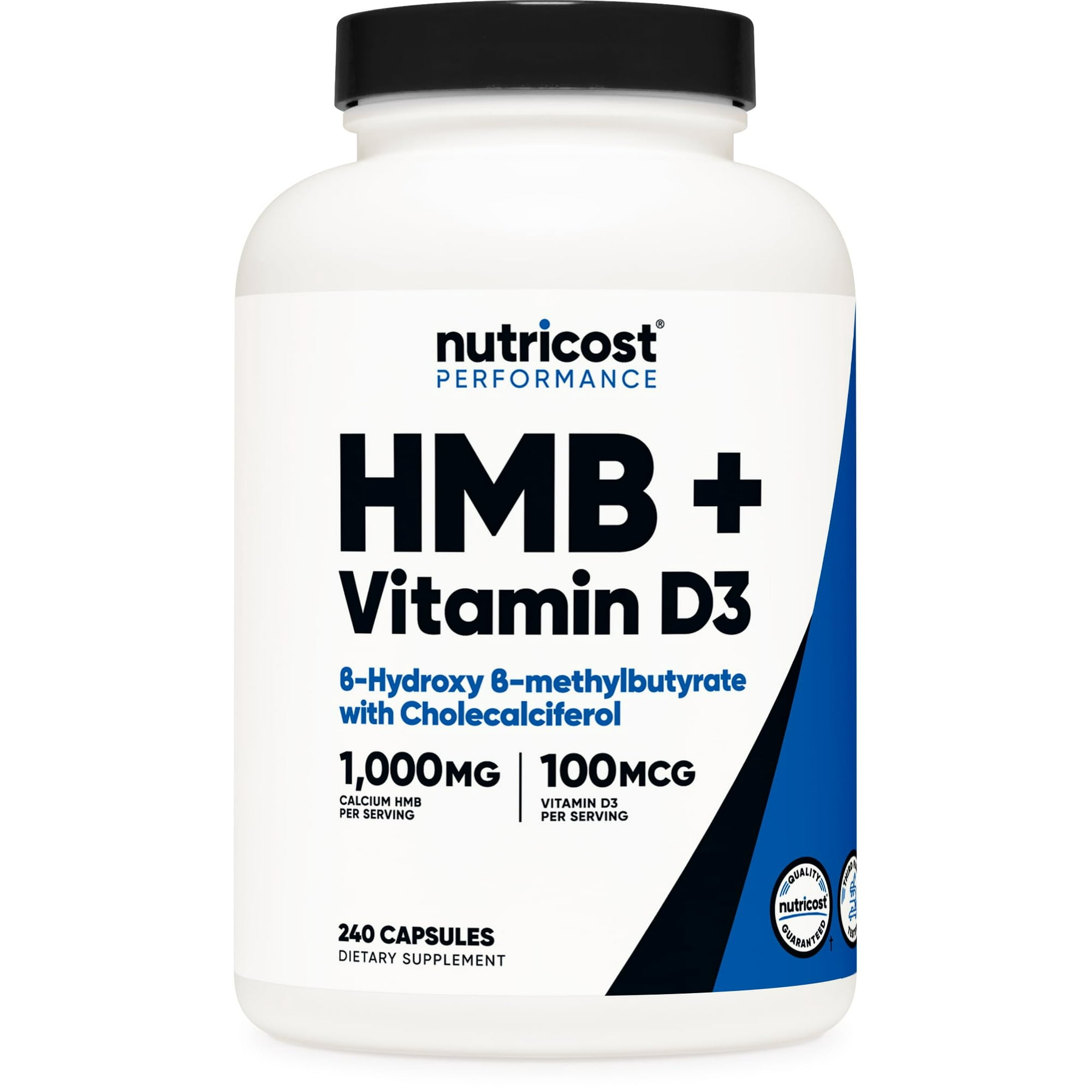 Suplemento Nutricost HMB 1000 mg y vitamina D3 4000 UI 240 cápsulas | Lider