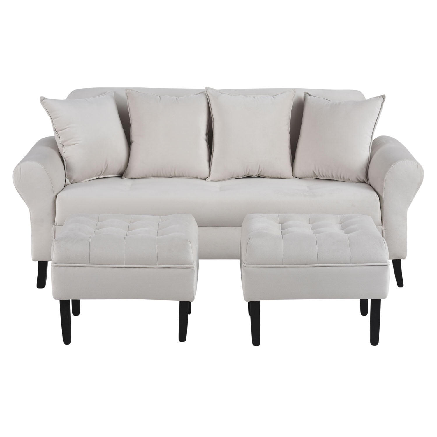 Sofa Lua 3c + 2 Pouf Felpa 20 Crudo | Lider