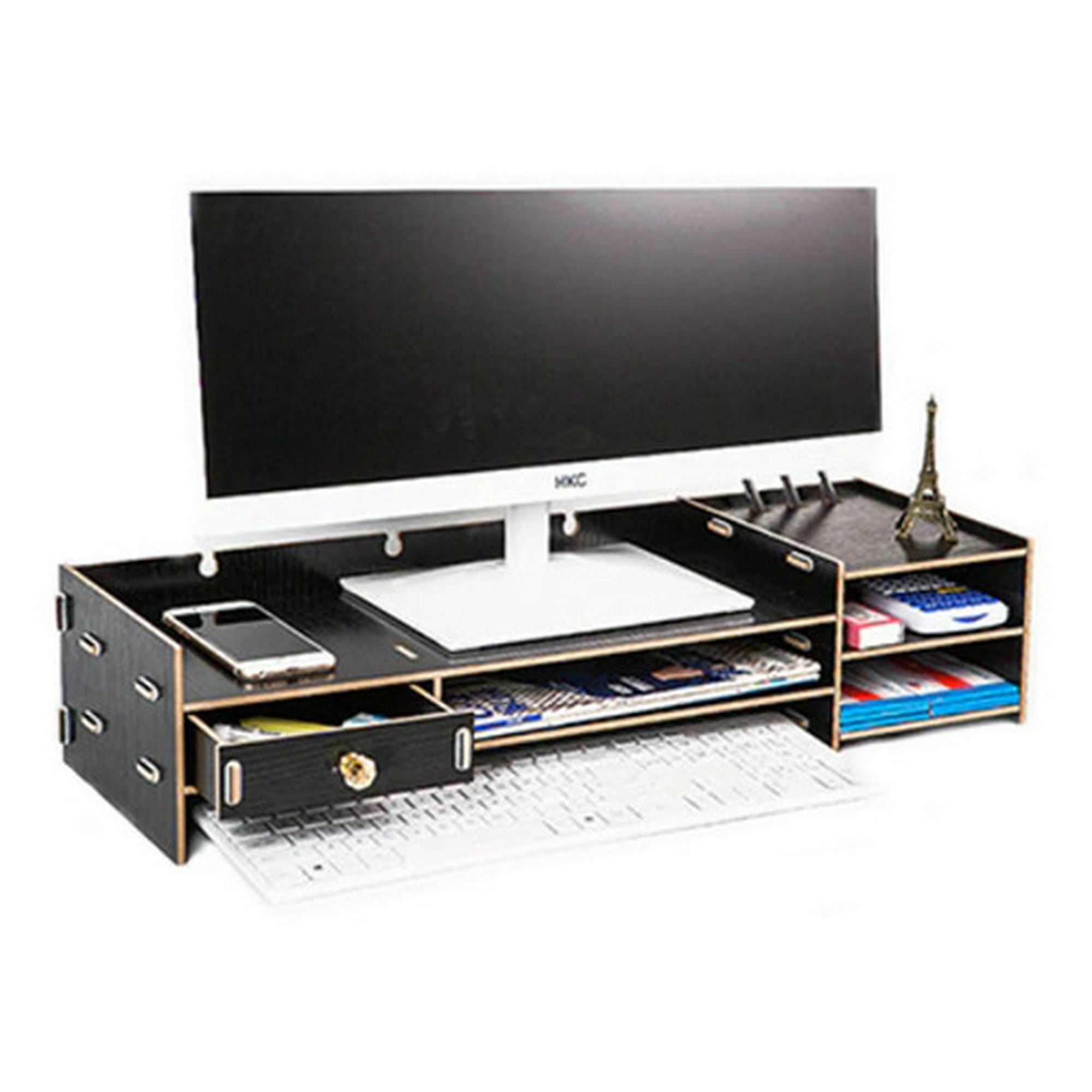 Base de monitor organizador para escritorio multiuso negro | Lider