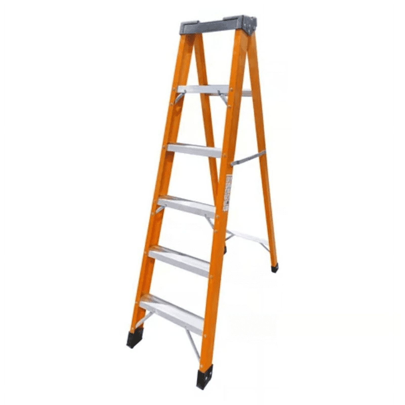 Escalera Fibra De Vidrio Industrial 1.2mts 6 Peldaños 150kg Naranja | Lider