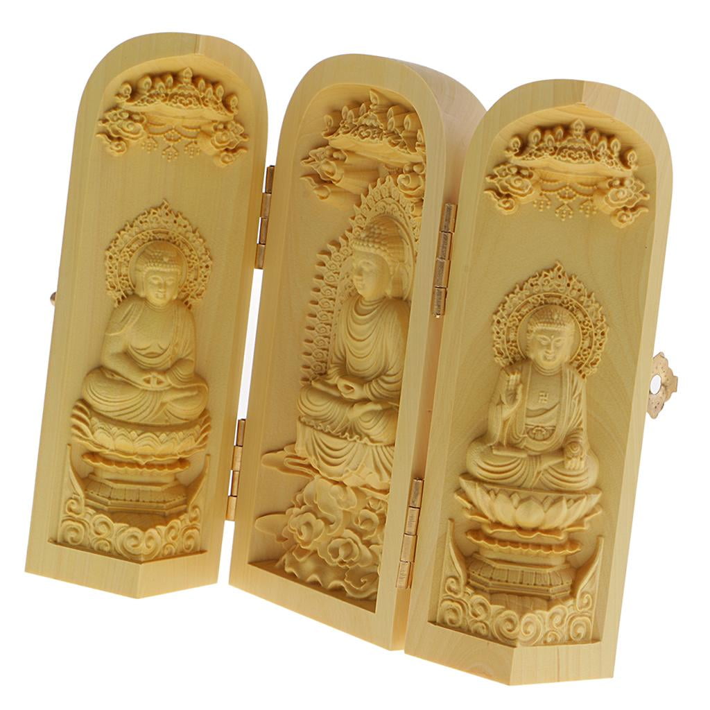 Estatua De Buda Tallada Caja De Casillero Escultura Decoración Hecha De Madera De Boj Style-2 ...