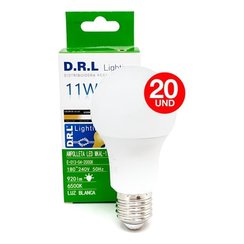 Pack 20 Ampolletas Led Drl 11W 920Lm Cálida O Blanca Fría
