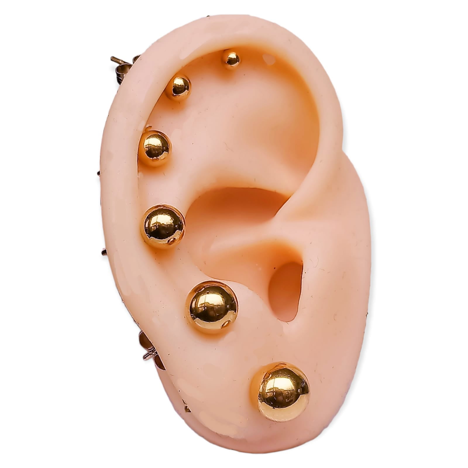 Pack 6 Par De Aros Piercing Oreja Esfera Chapada En Oro 18k | Lider