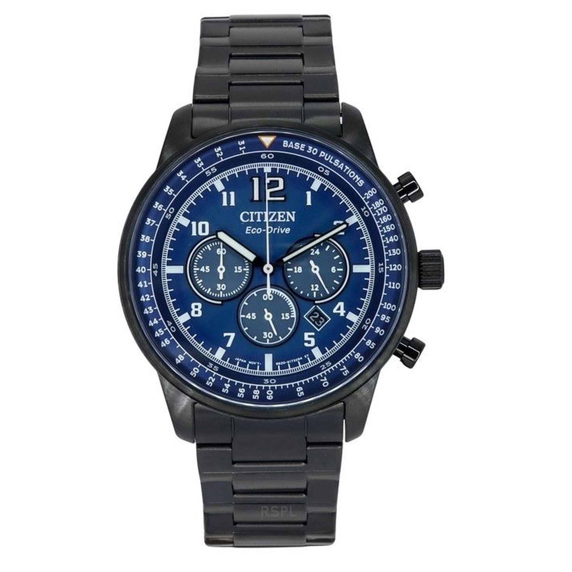 Reloj Citizen Eco-Drive Chronograph Black Ion Stainless Steel Blue Dial ...