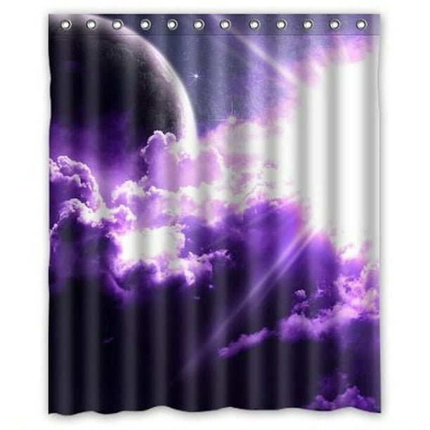 Cortina de ducha de lujo morada moderna con ganchos, tamaño 60 x 72 ...