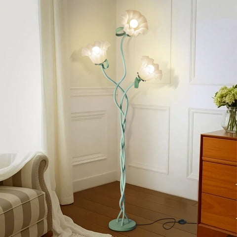 Larnix - Lámpara De Pie Flower Con 3 Bombillas Led Verde