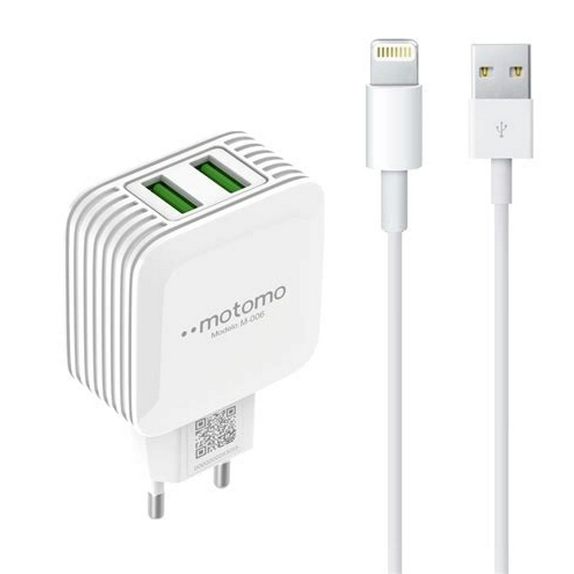 Pack Motomo Cable Lighting + Cargador 12w Blanco | Lider
