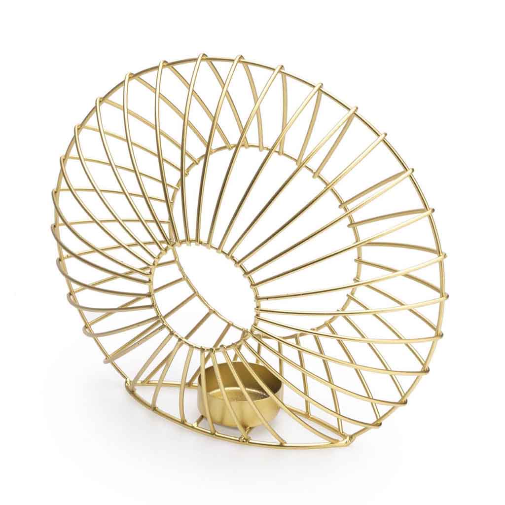 Portavelas Ra Redonda Metal Dorado BVS | Lider