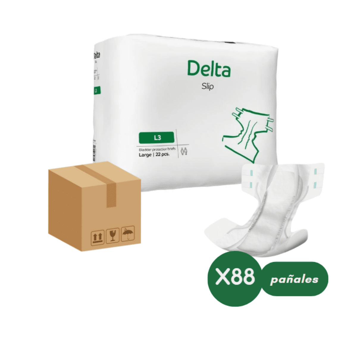 Caja Pañales Adulto Abena Delta Slip L3, Large, 3200ml, 88 pañales | Lider