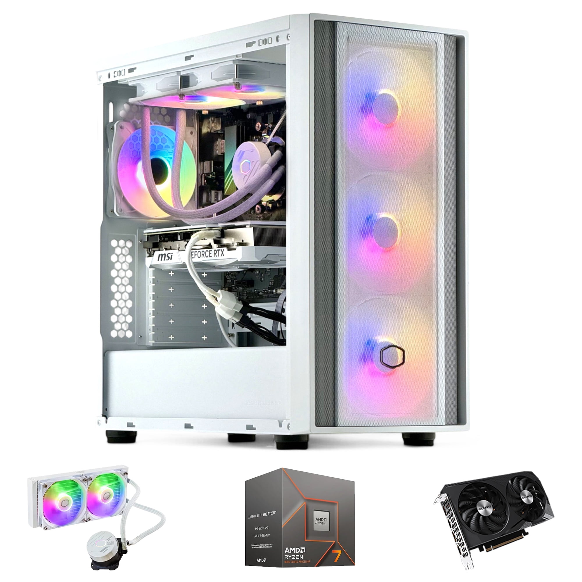 PC GAMER Blanco AMD RYZEN 7 7700X 32Gb DDR5 1Tb RTX 4070 SUPER WiFi | Lider