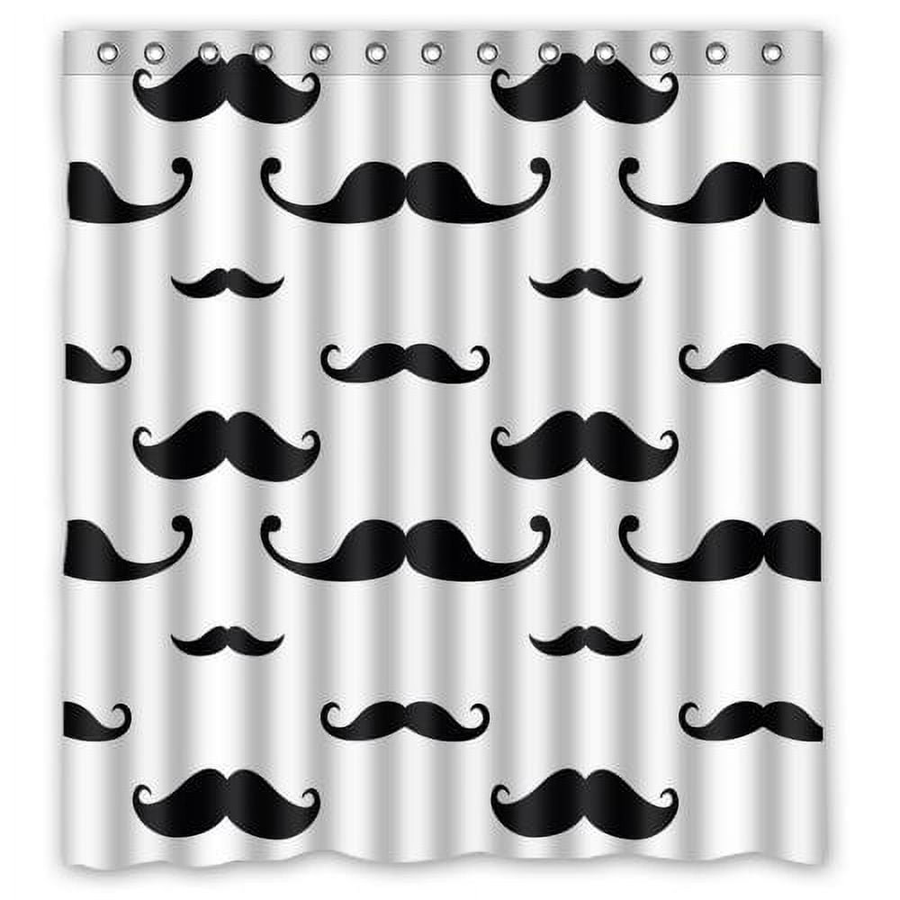 Cortina de ducha con bigote y barba en blanco y negro, con ganchos, 167 ...