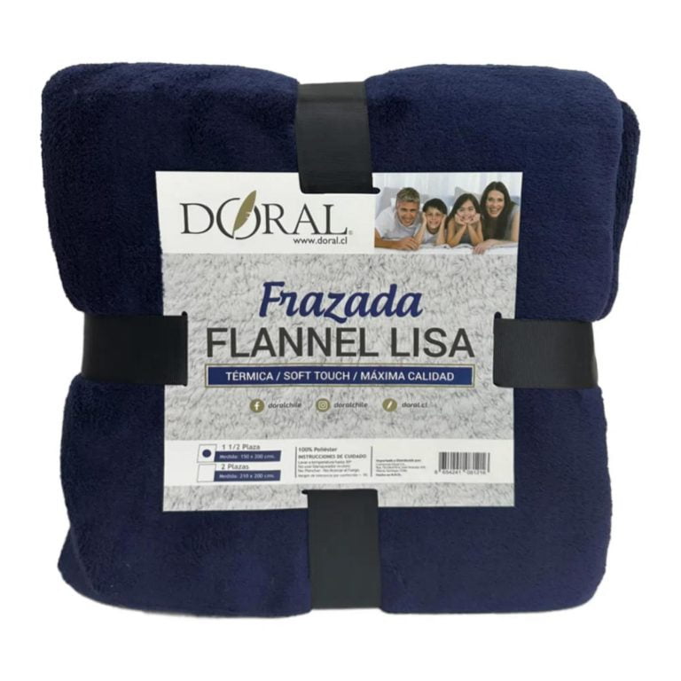 Frazada Termica 1.5 Plazas 150x200cm Azul Flannel Lisa Doral | Lider