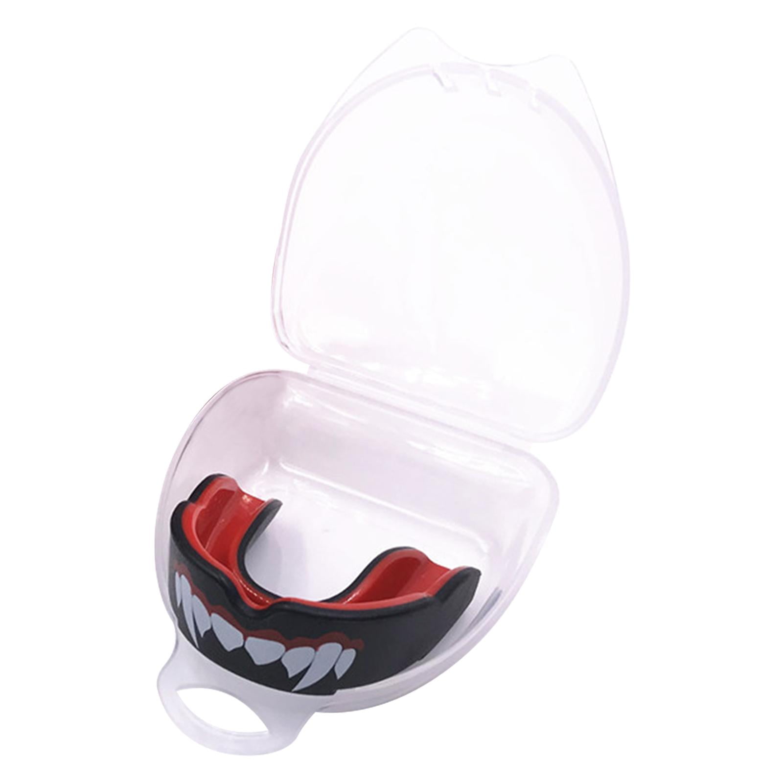 Protector Bucal Deportivo Protector De Goma Con Estuche Para Lacrosse Taekwondo Mma Negro Rojo ...
