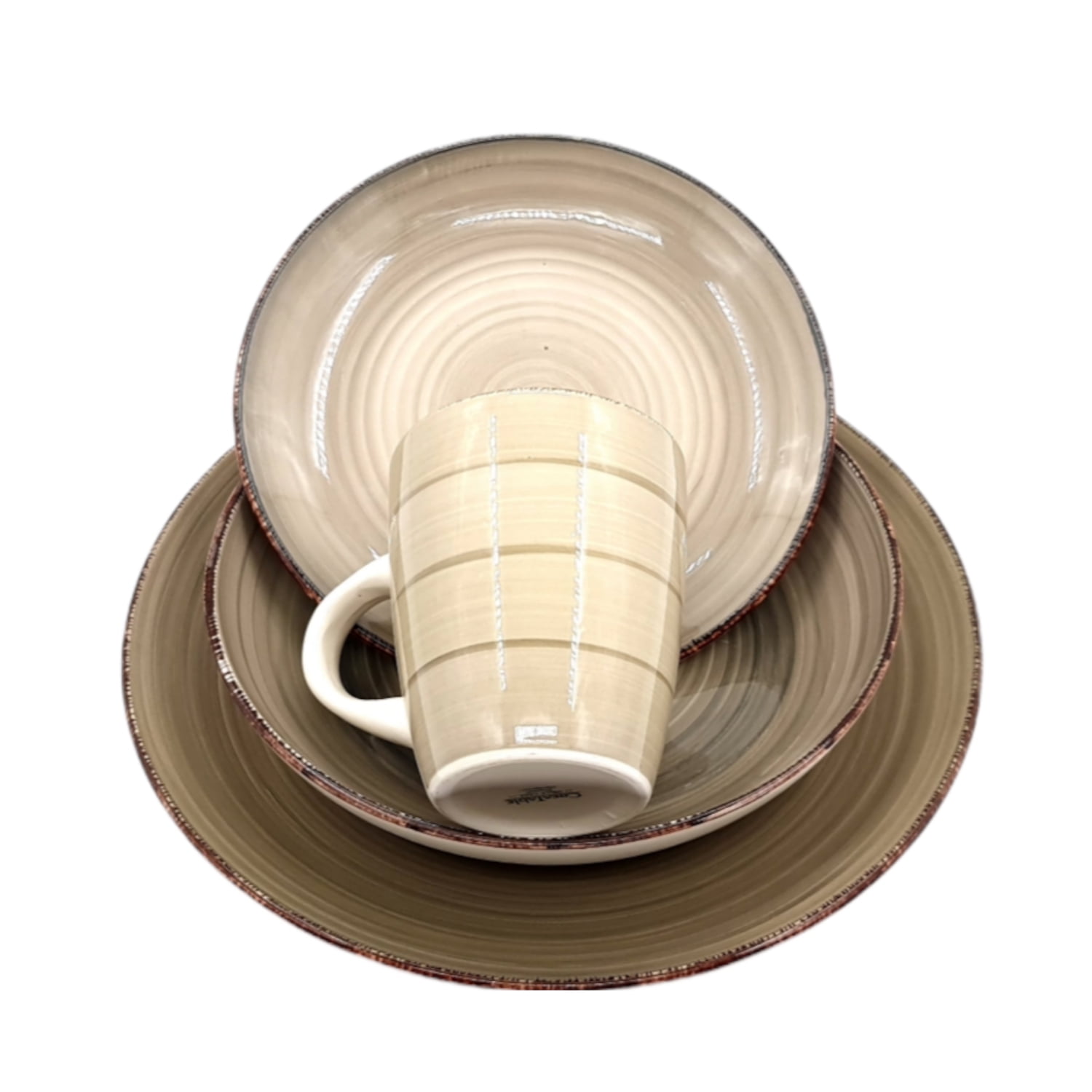 Juego de loza set 16 pzas vajillas tazas bowl marron | Lider