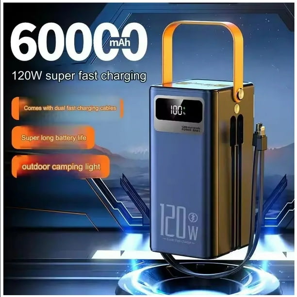 Power Bank Portátil Alta Capacidad 60000mAh Impermeable Carga Rápida ...
