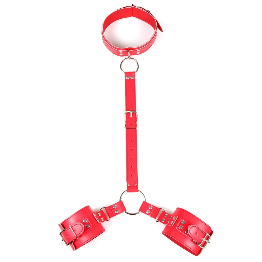Behind Back SM Collar Body Restraints Handcuff Bondage Harness Belt ...