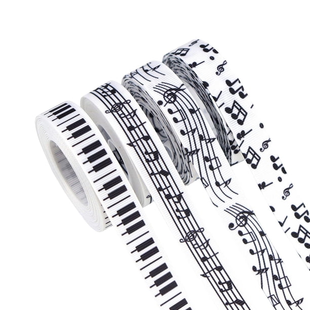4 Piezas De Cinta Con Notas Musicales En Blanco Y Negro Para ...