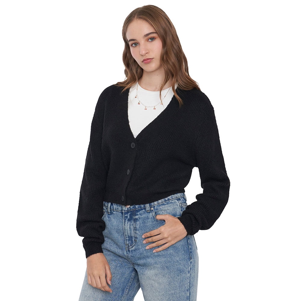 Sweater Mujer Cárdigan Color Negro Corona | Lider