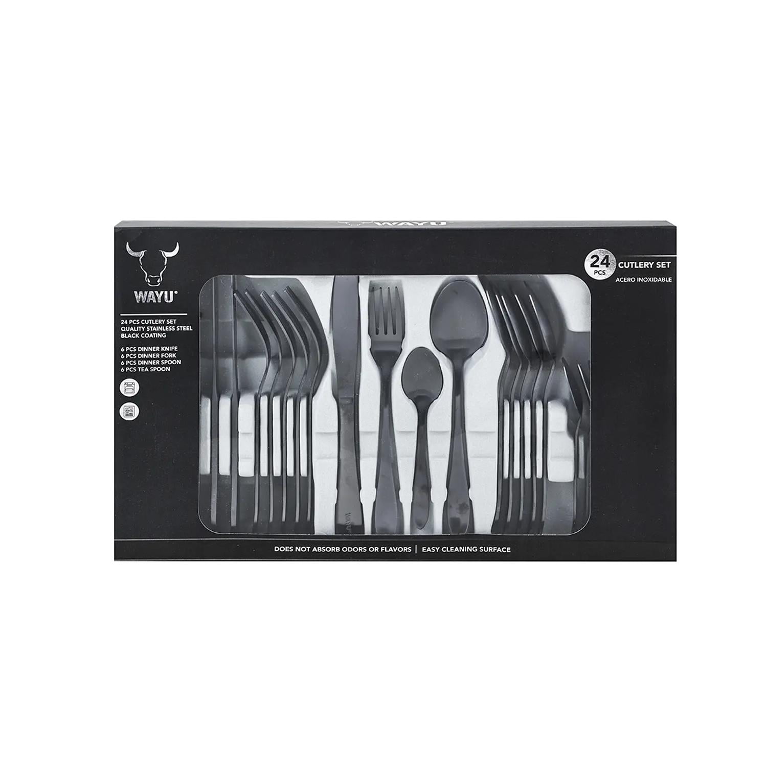Set Cubiertos 24 Piezas Inoxidable Negro | Lider