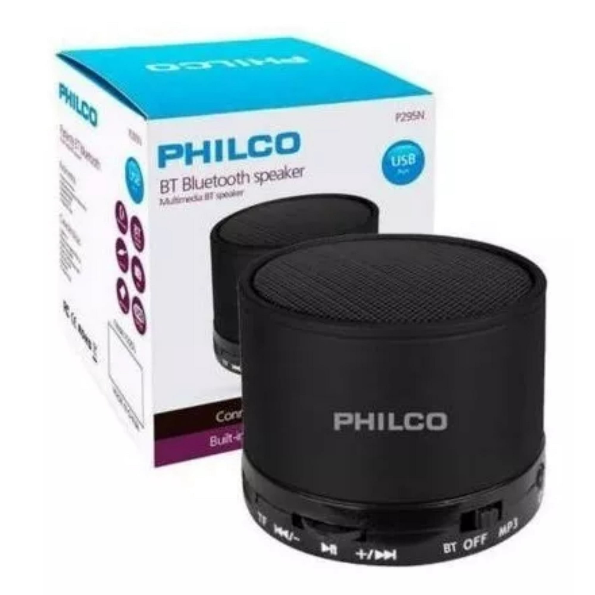 Parlante Redondo Portatil Philco Bluetooth P295 Negro | Lider