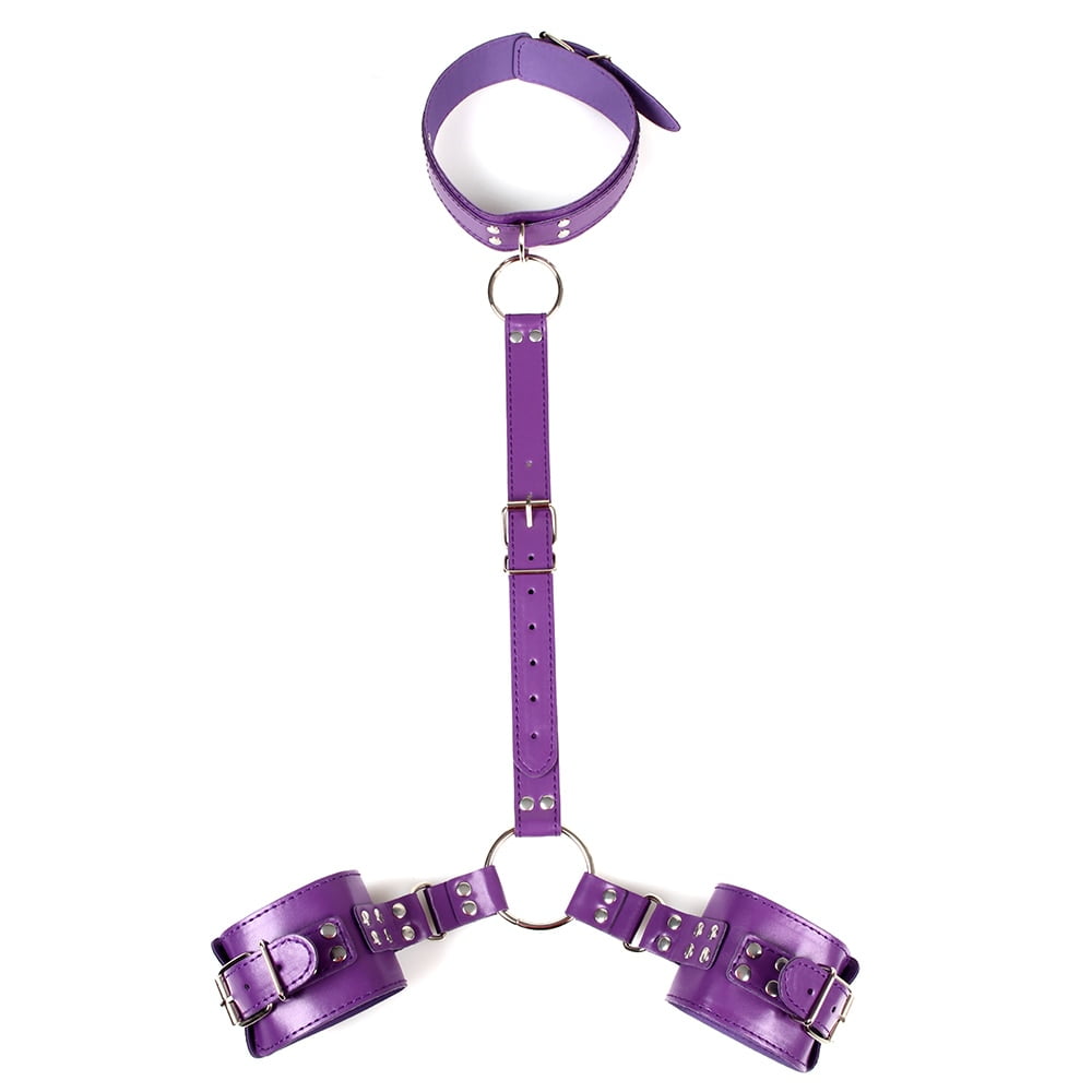 Behind Back SM Collar Body Restraints Handcuff Bondage Harness Belt ...
