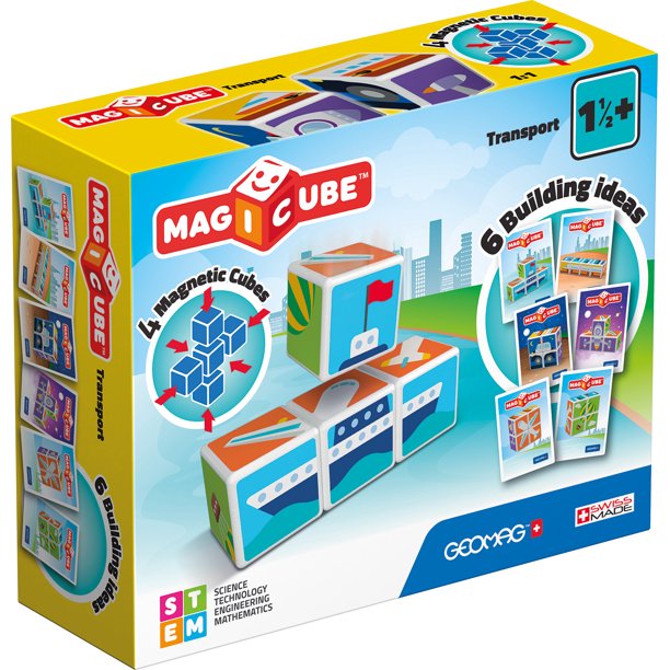 Cubos Magnéticos MAGICUBE Transportes (4 piezas) | Lider