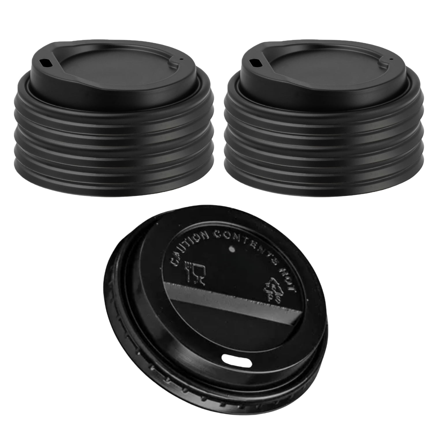 Set 10 Tapas Vaso Cafe 12oz Tapa Desechable Plastico Negro | Lider