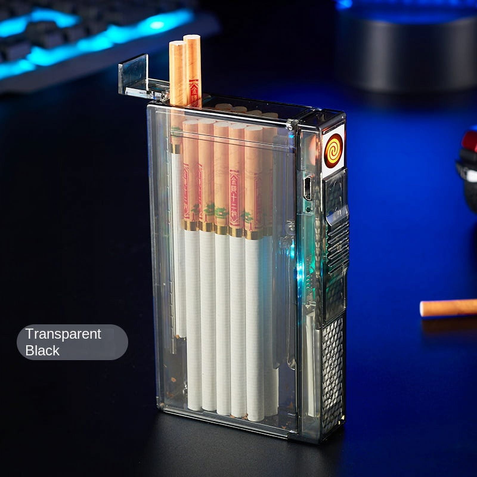 Transparent Automatic Cigarette Box Lighter Charging Two In One ...