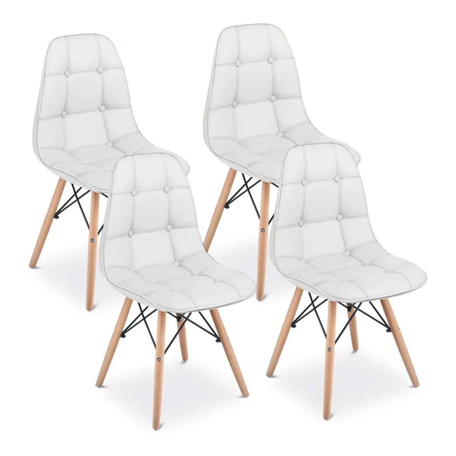 Pack 4 Sillas Eames Acolchadas Pu Blanco | Lider