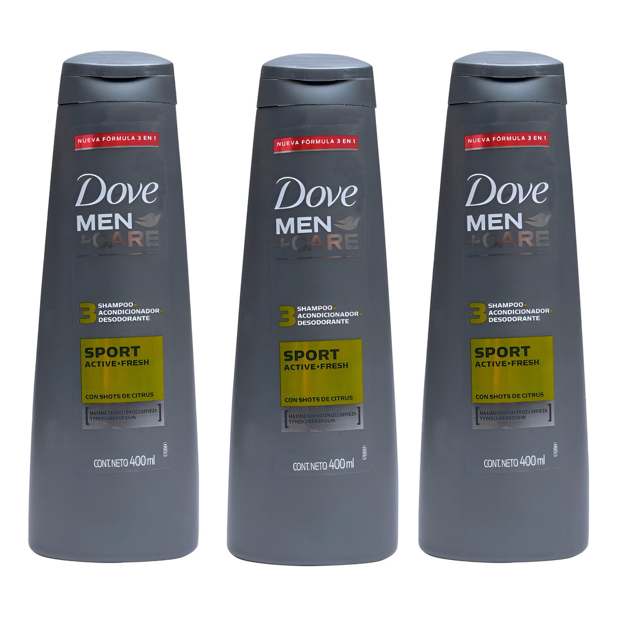 Pack 3 Shampoo Men Sport Acive Fresh Dove Care 400 Ml | Lider