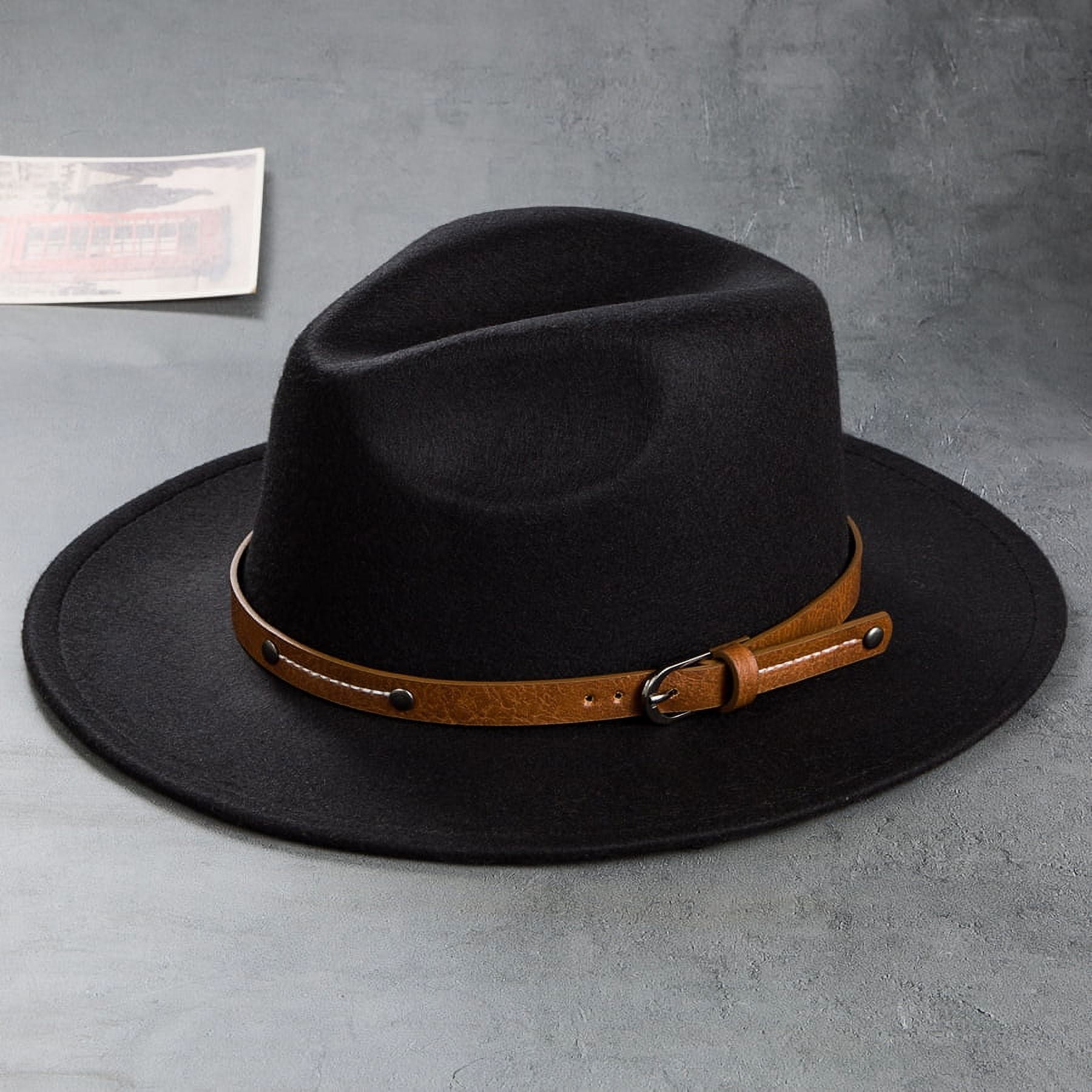 Vintage Felt Woolen Top Hat with Leather Buckle - Perfect for Jazz and ...