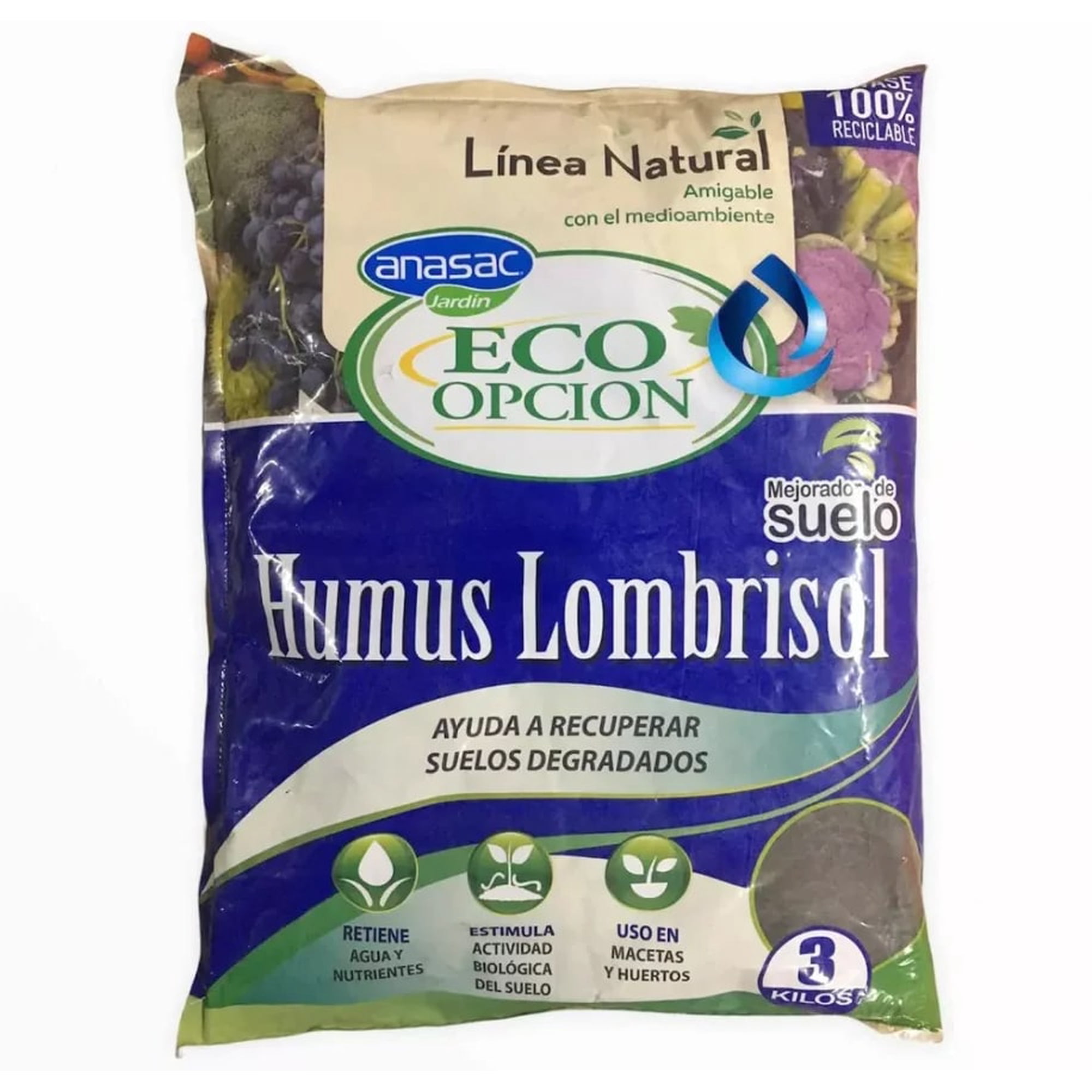Tierra Humus Lombrisol Eco Opción 3kg - Anasac | Lider