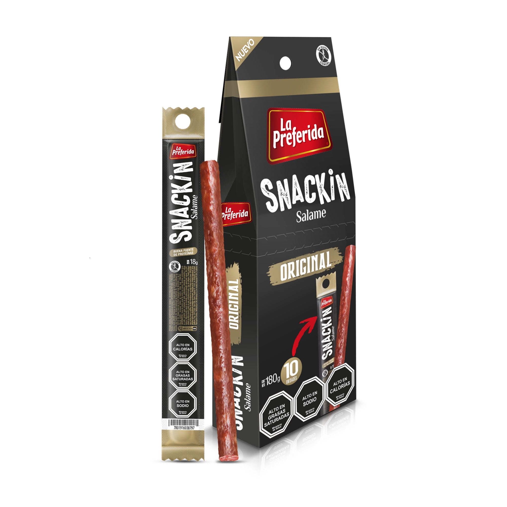 Salame Snackin, Pack 10 Un de 18g, 180 g | Lider