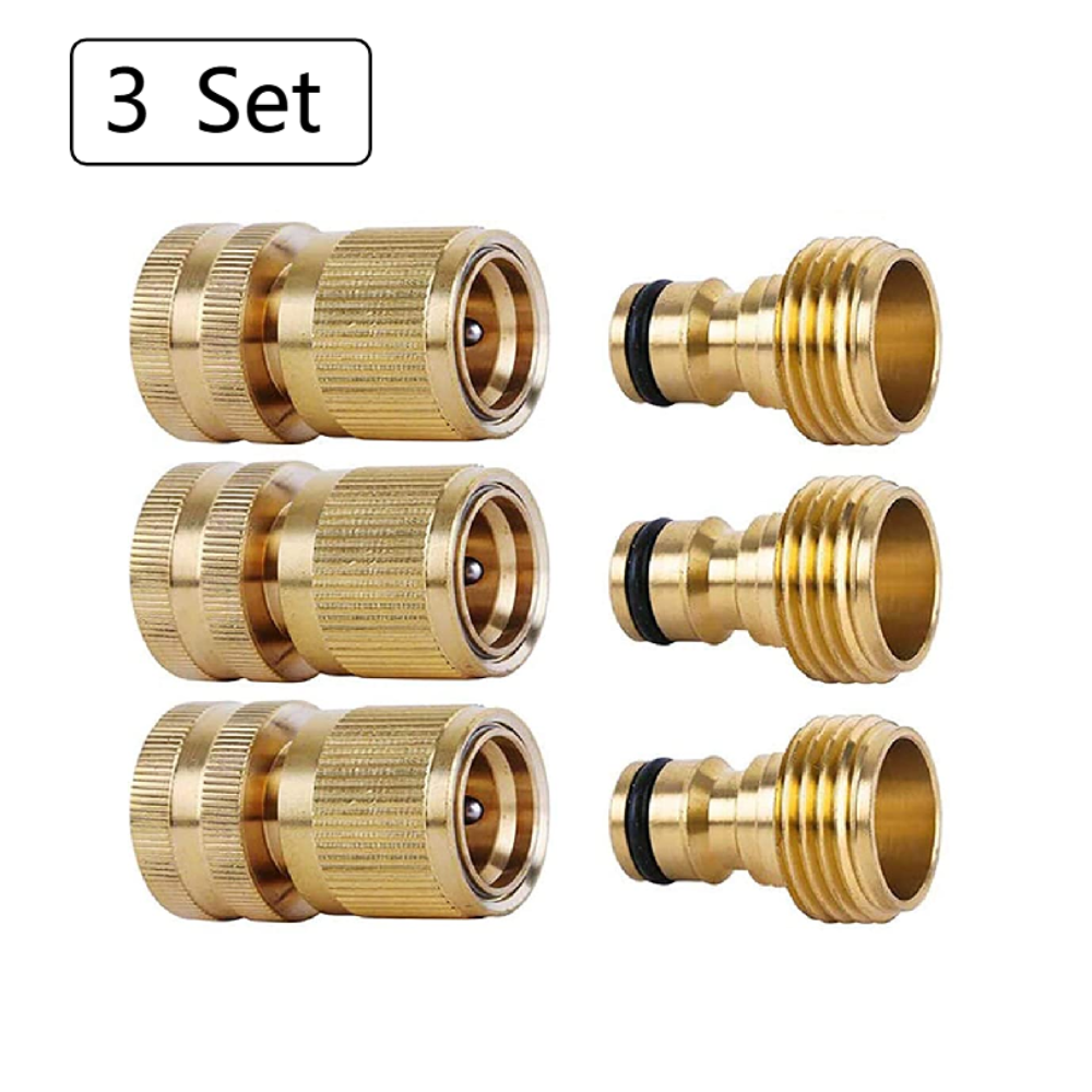 1 Set/3 Sets, Garden Hose Quick Connectors Solid Brass 3/4 Inch GHT ...