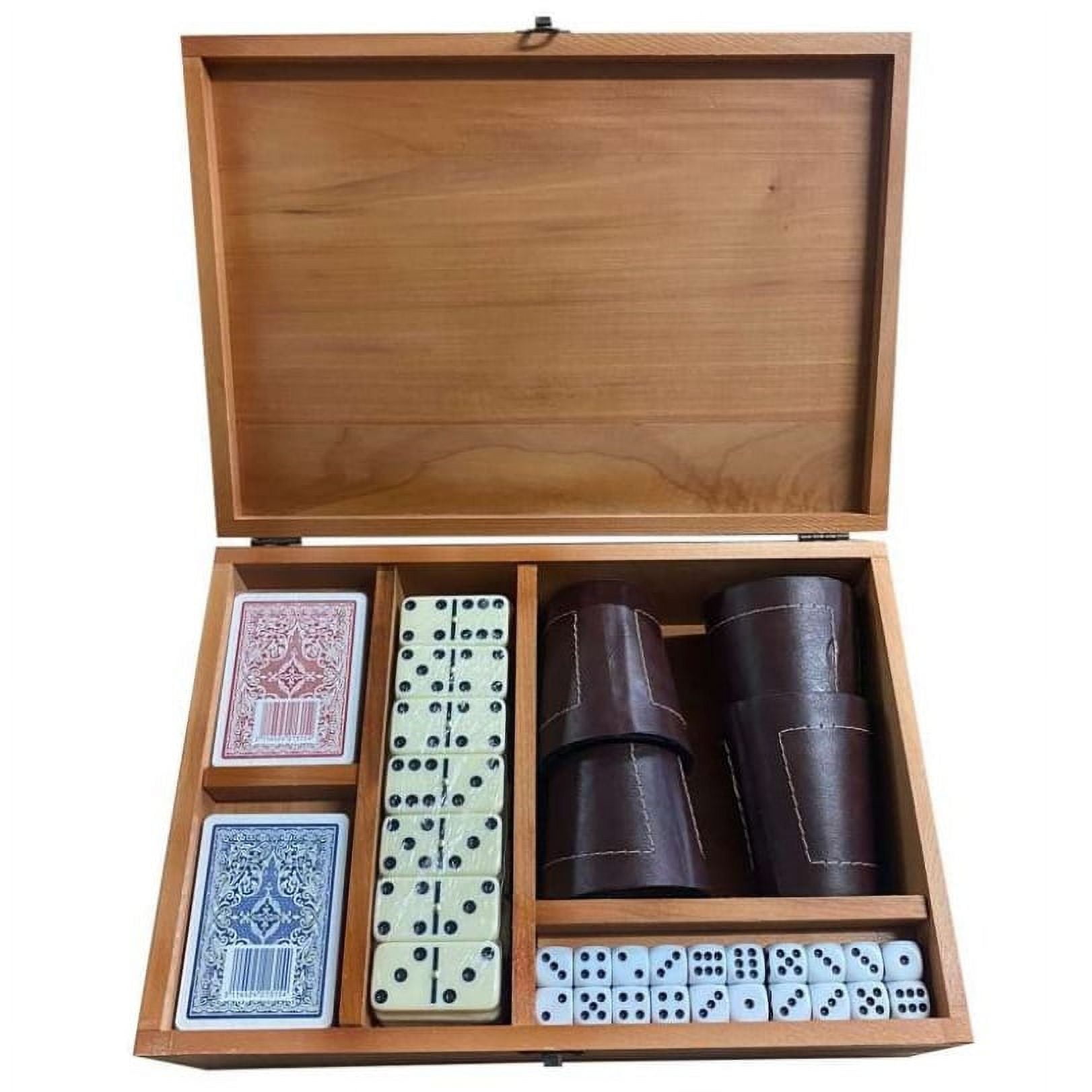 Juego Cacho-naipe-domino En Caja De Madera Version Lujo | Lider