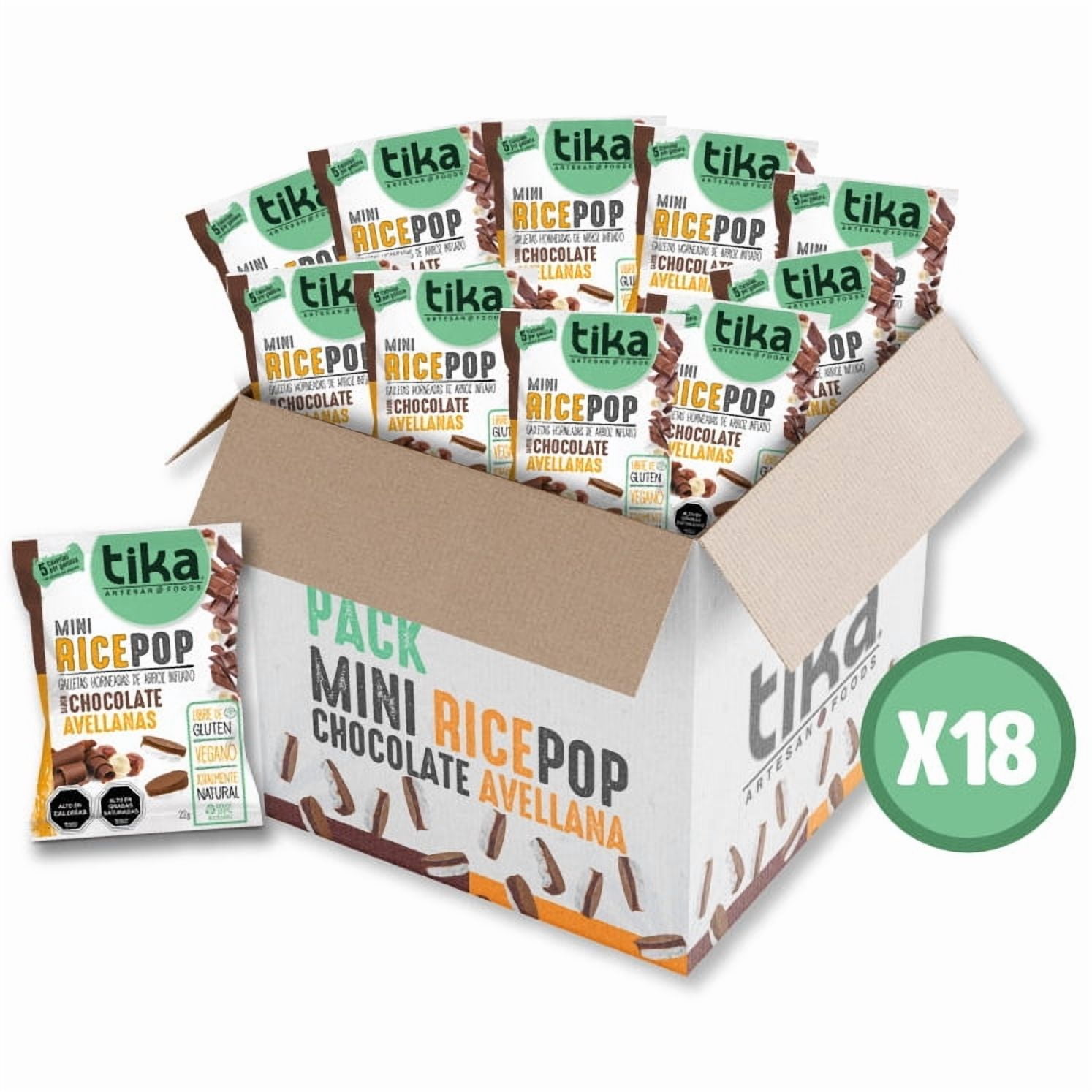 Mini Rice Pop Tika 22g Chocolate Avellanas Pack 18 Colaciones | Lider