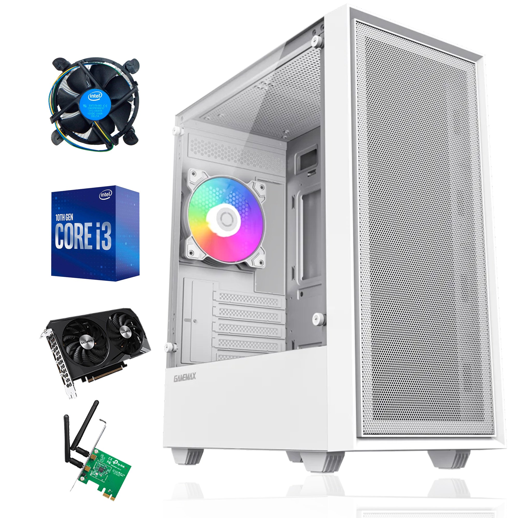 PC GAMER Blanco: INTEL CORE i3 10100 8gb 500Gb RTX 3050 WiFi | Lider