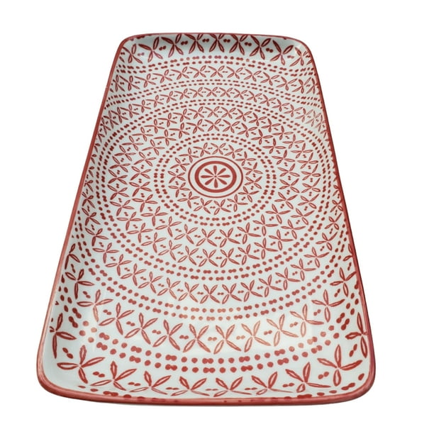 Plato Loza Rectangular Rojo 23x12.5x2cm | Lider