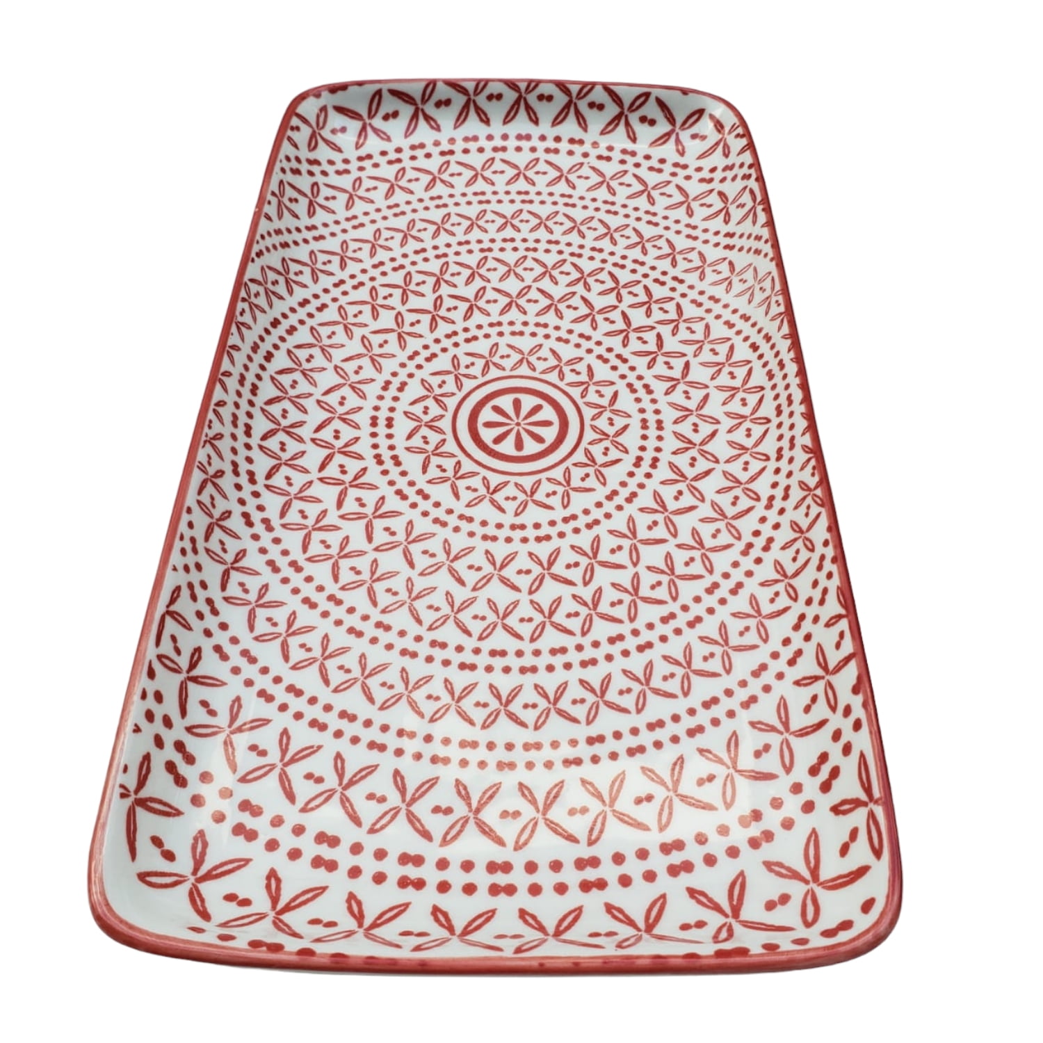Plato Loza Rectangular Rojo 23x12.5x2cm | Lider