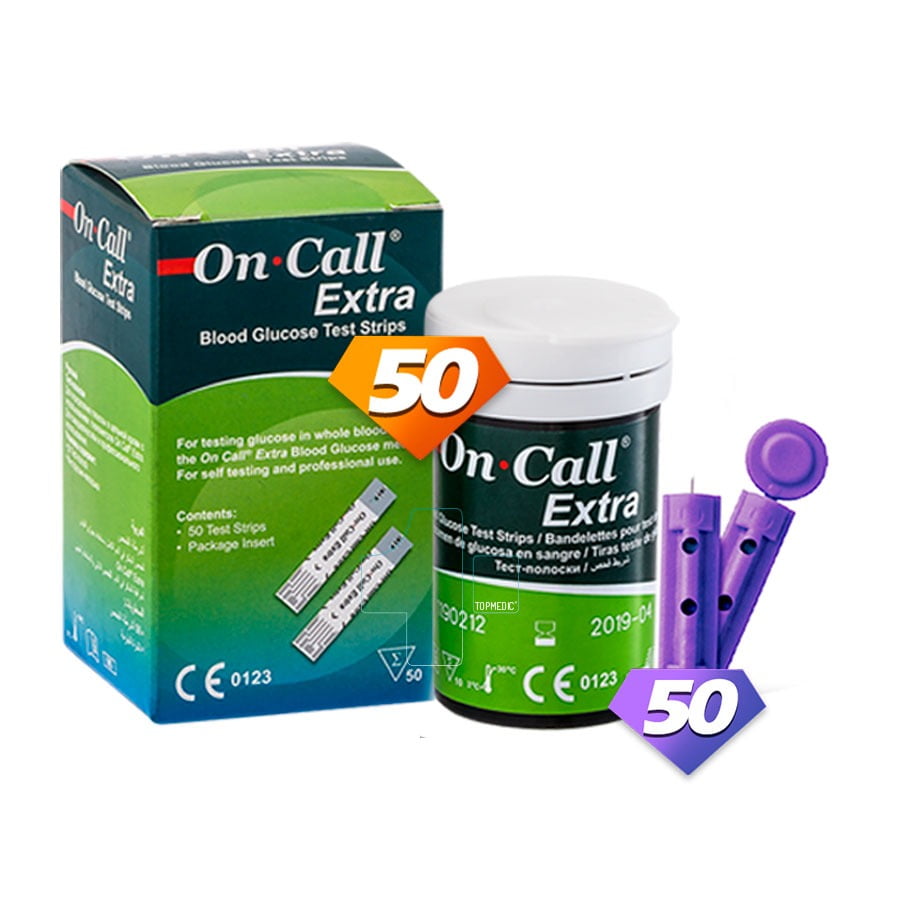 50 Cintas Reactivas Glucómetro OnCall Extra + 50 Lancetas | Lider