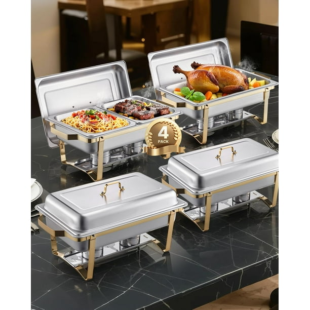 Juego de platos para buffet Hafing Dish VEVOR, 8 litros, paquete de 4 ...