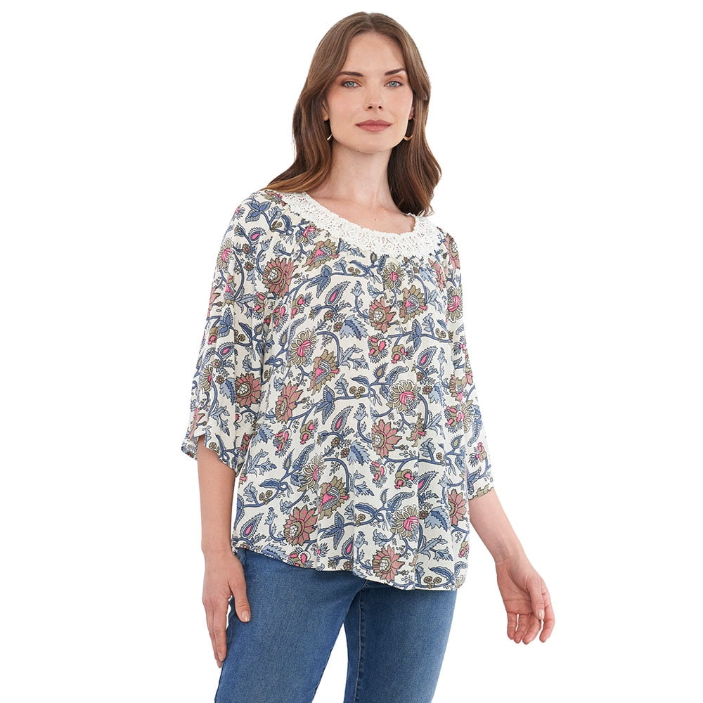Blusa Mujer Macramé Ecru Print Corona | Lider