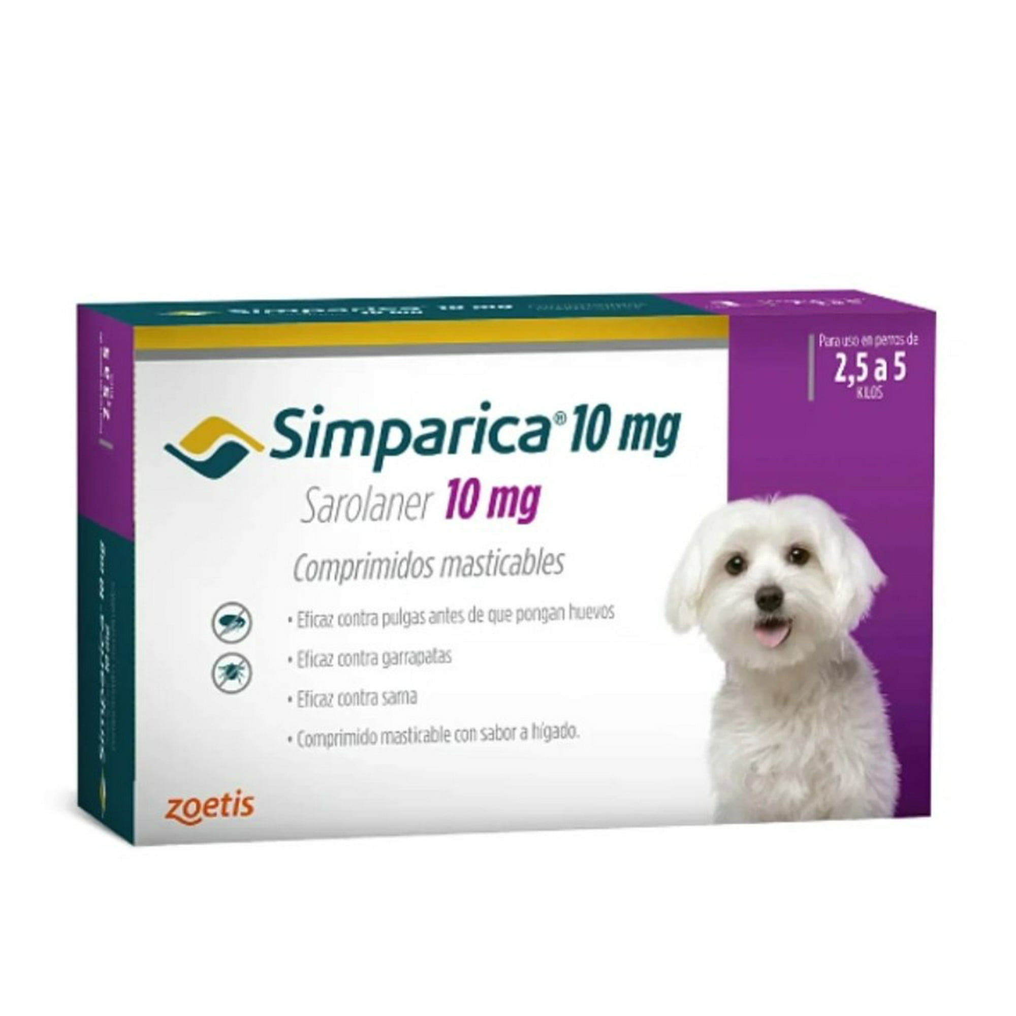 Simparica 2,5 a 5 Kg (10 MG) 3 Comprimidos | Lider
