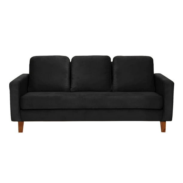 Sofa Venecia 3C Tela Velvet Negro | Lider