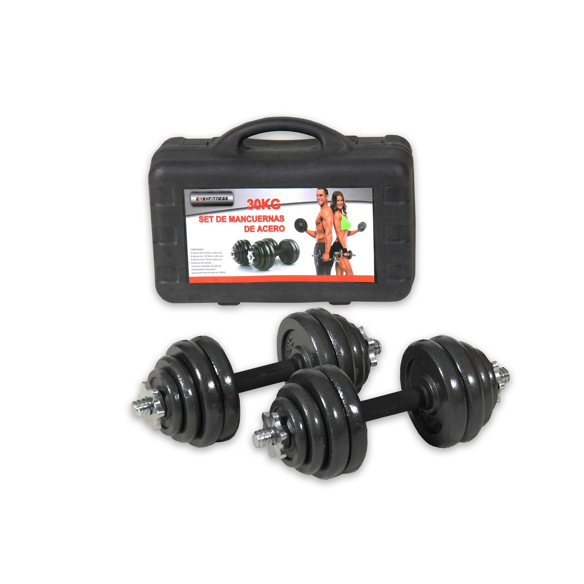 Set De Mancuernas 30kg + extención 30 Cms Fierro Forjado | Lider