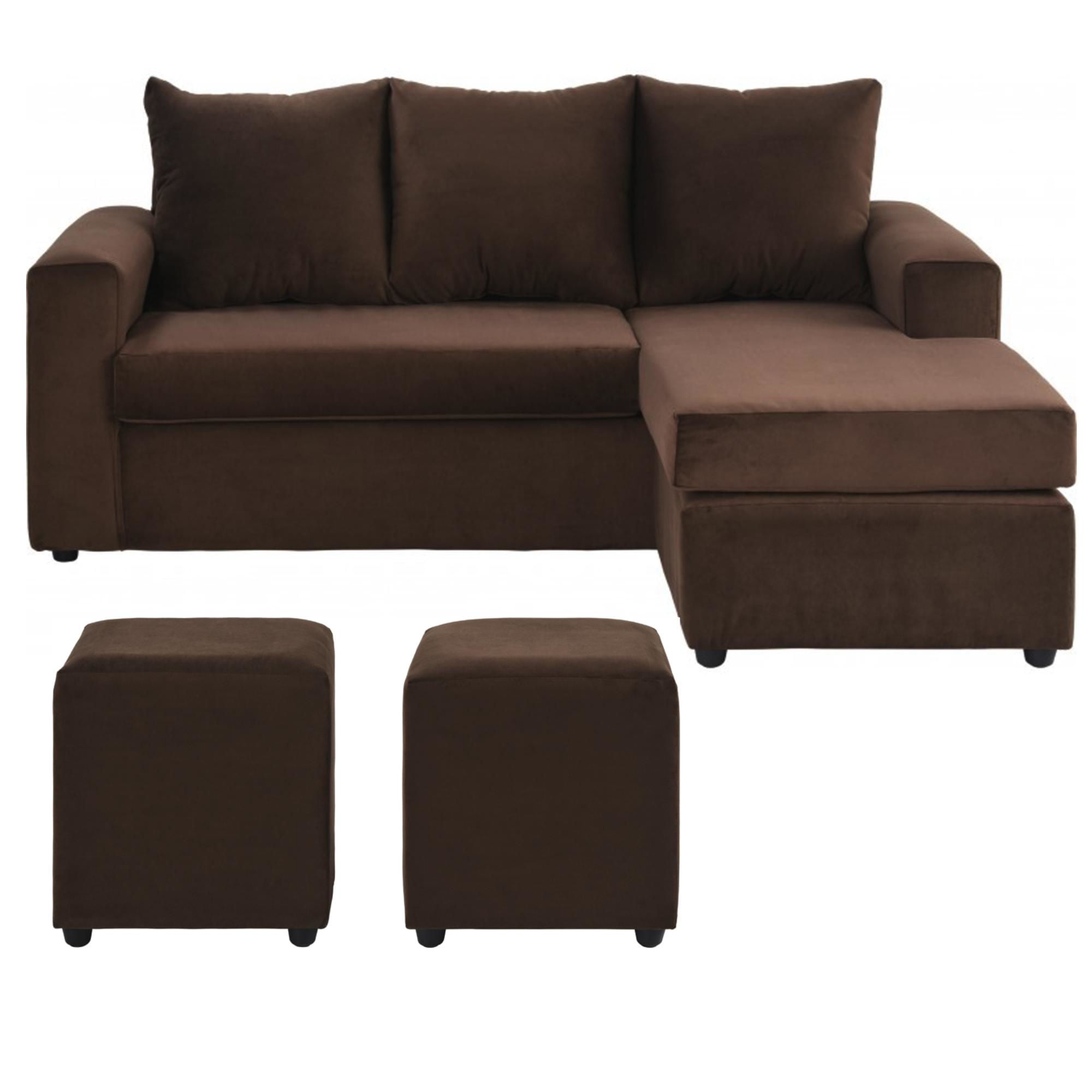 Sofá Bi-L + 2 Pouf Felpa Chocolate | Lider