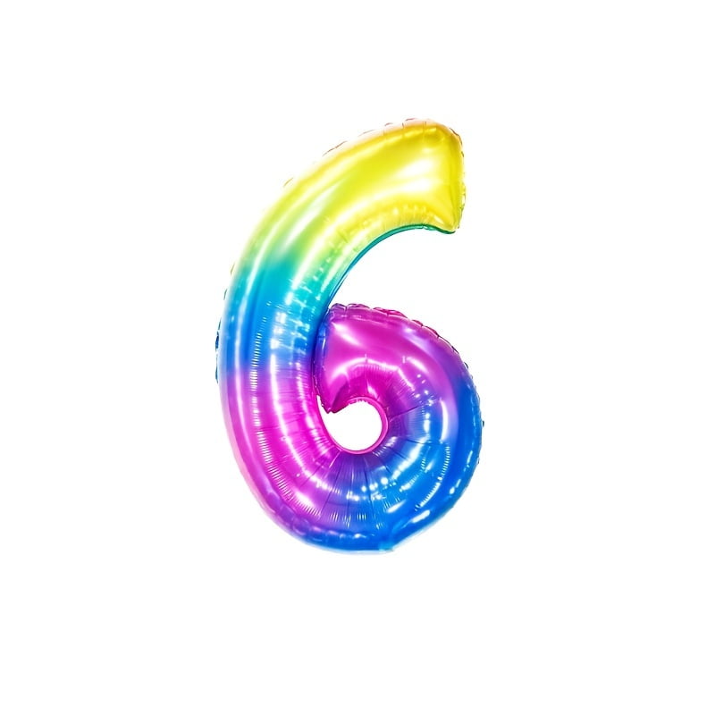 1pc, Jelly Colored Rainbow Number Balloon Birthday Party Decoration ...